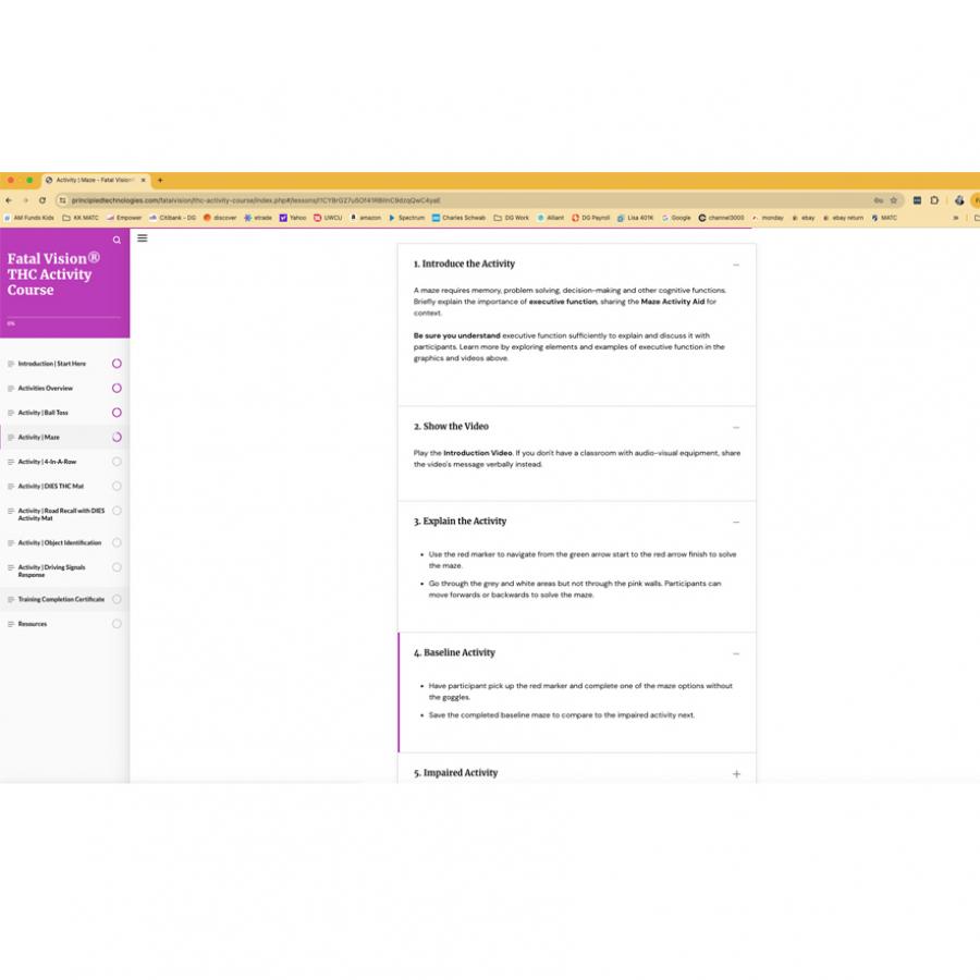 Fatal Vision THC Activity Training Course: Web-Based
